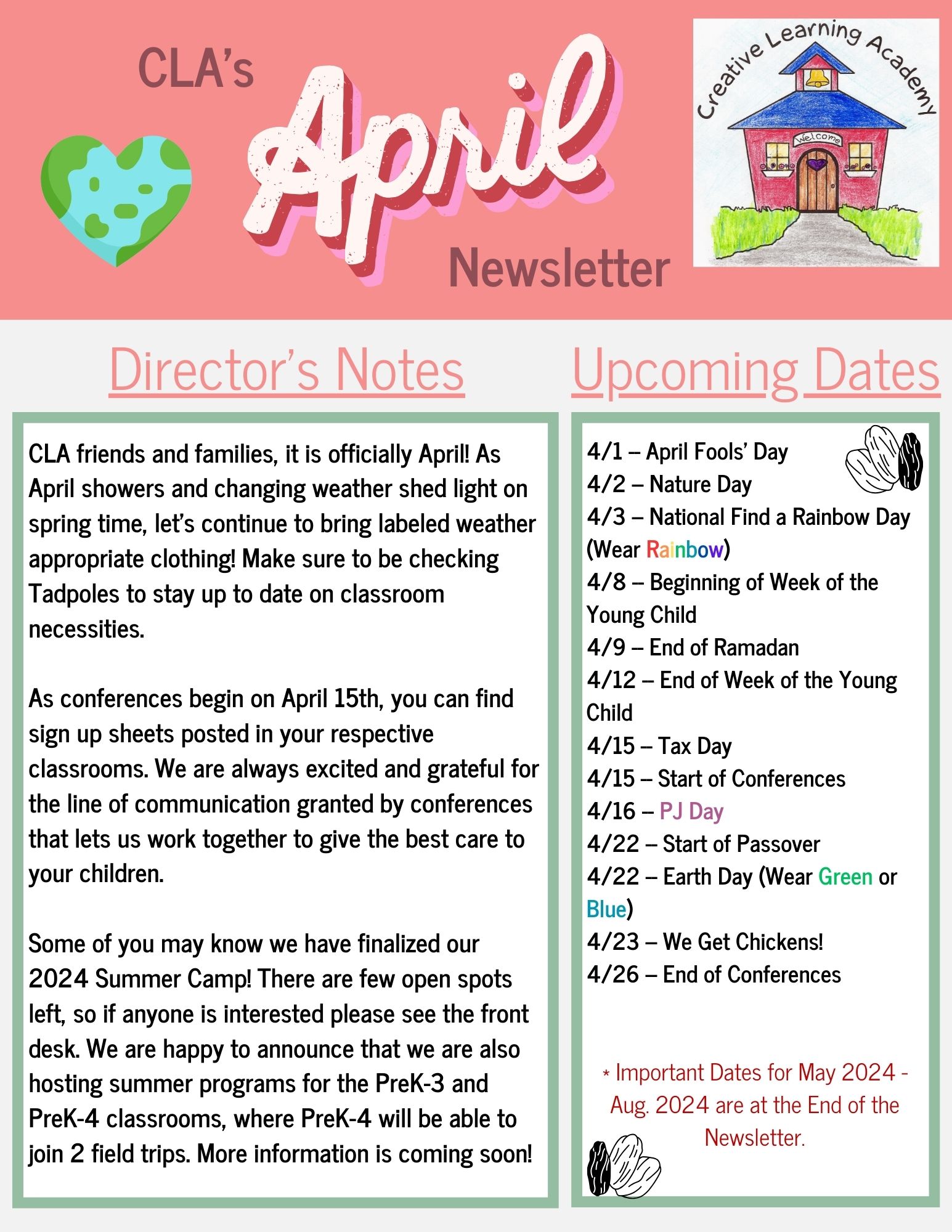 Newsletter & Calendar - creative-learning-academy